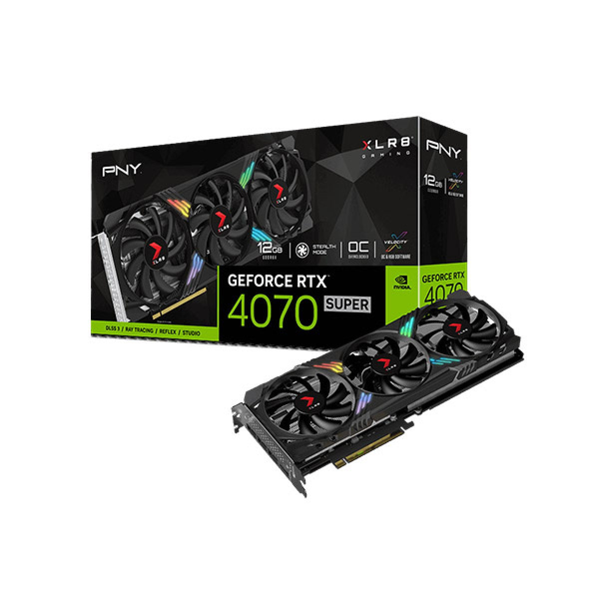 PNY RTX 4070 SUPER 12GB OC XLR8 Gaming VERTO ARGB TF Graphics Card ...