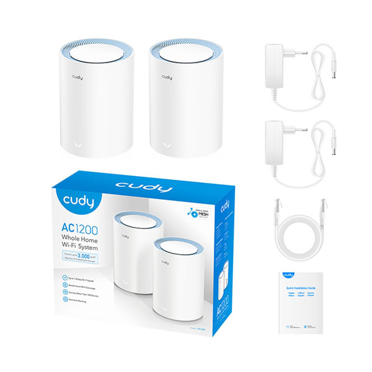CUDY M1200 AC1200 (2-pack) Dual Band Wi-Fi Mesh Router