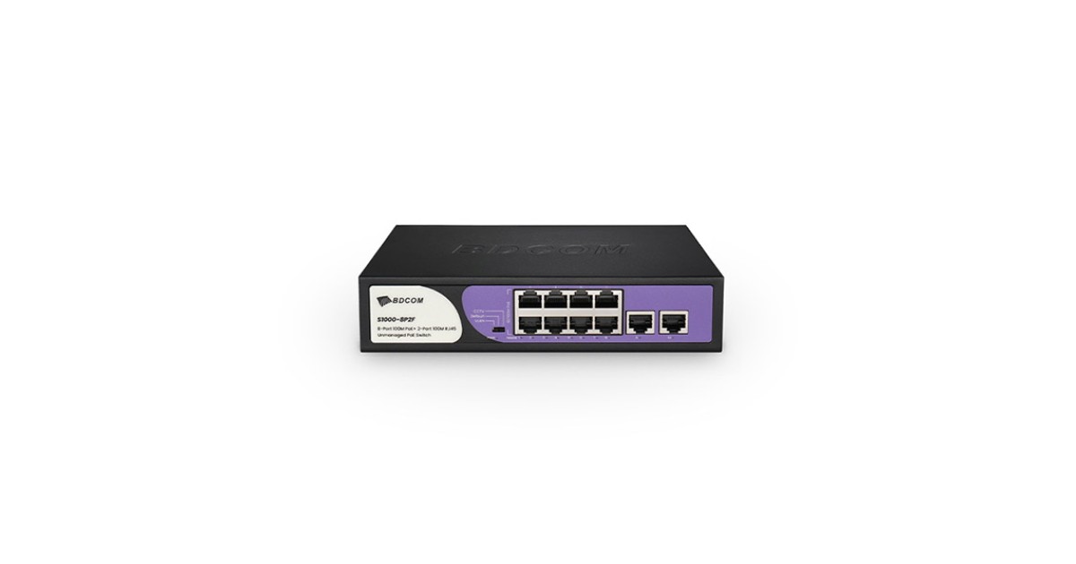 BDCOM S1000 8P2F 8-Port Unmanaged PoE Switch Price in BD