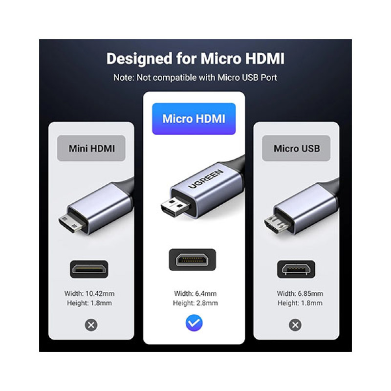 Ugreen HD164 (15517) 8K Micro HDMI to HDMI Cable Price in BD