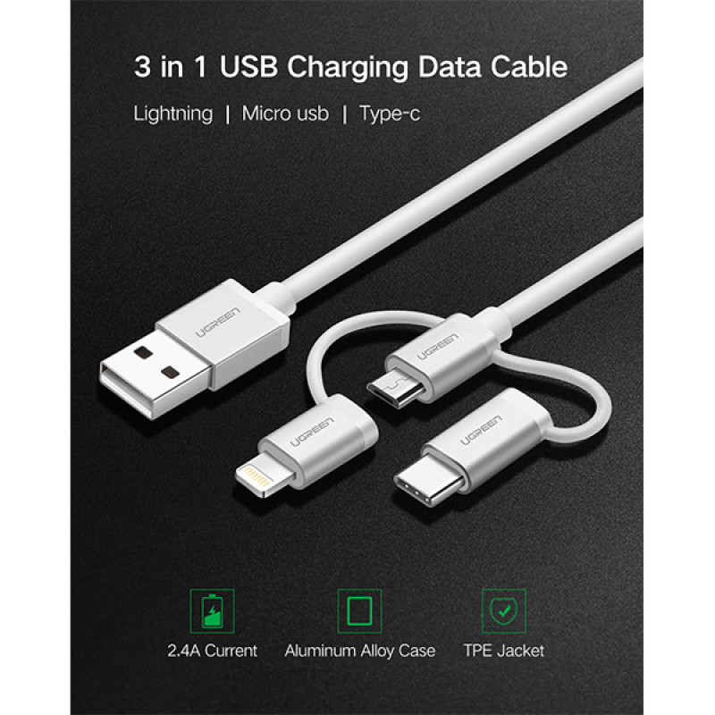 Ugreen US186 (50203) 3-in-1 USB 2.0-A Multifunction Cable