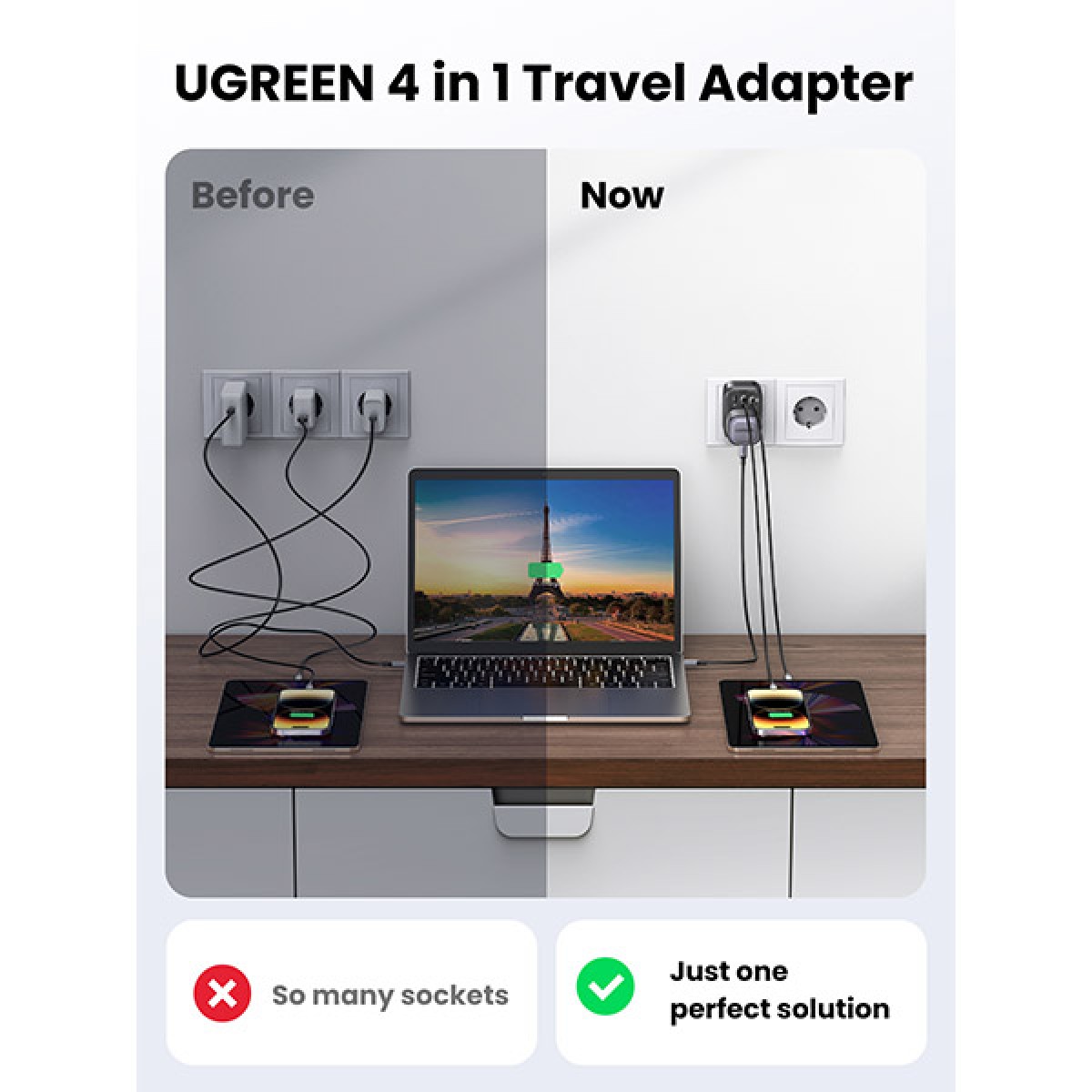 UGREEN CD314 (15290) 4-in-1 Travel Plug Adapter Price in BD
