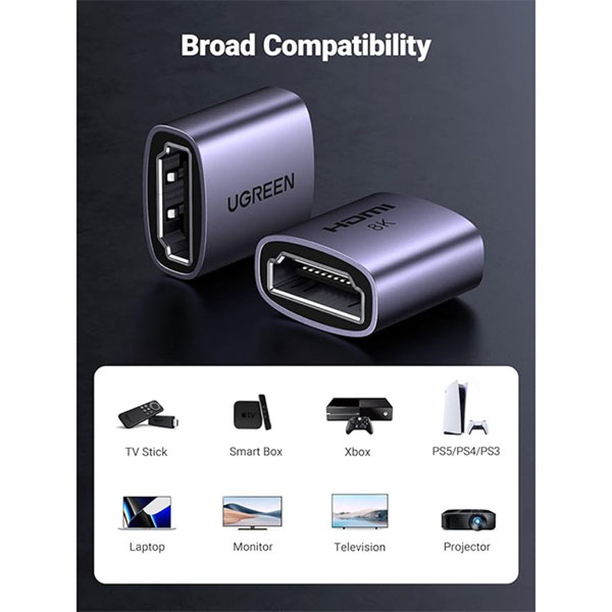 UGREEN HD159 (90592) 8K Female to Female HDMI Adapter Price in BD