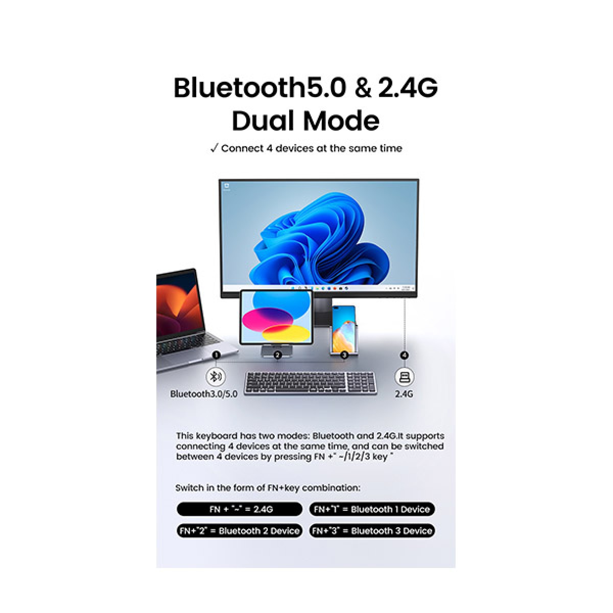 UGREEN KU005 (15258) Ultra Slim Wireless Keyboard Price in BD