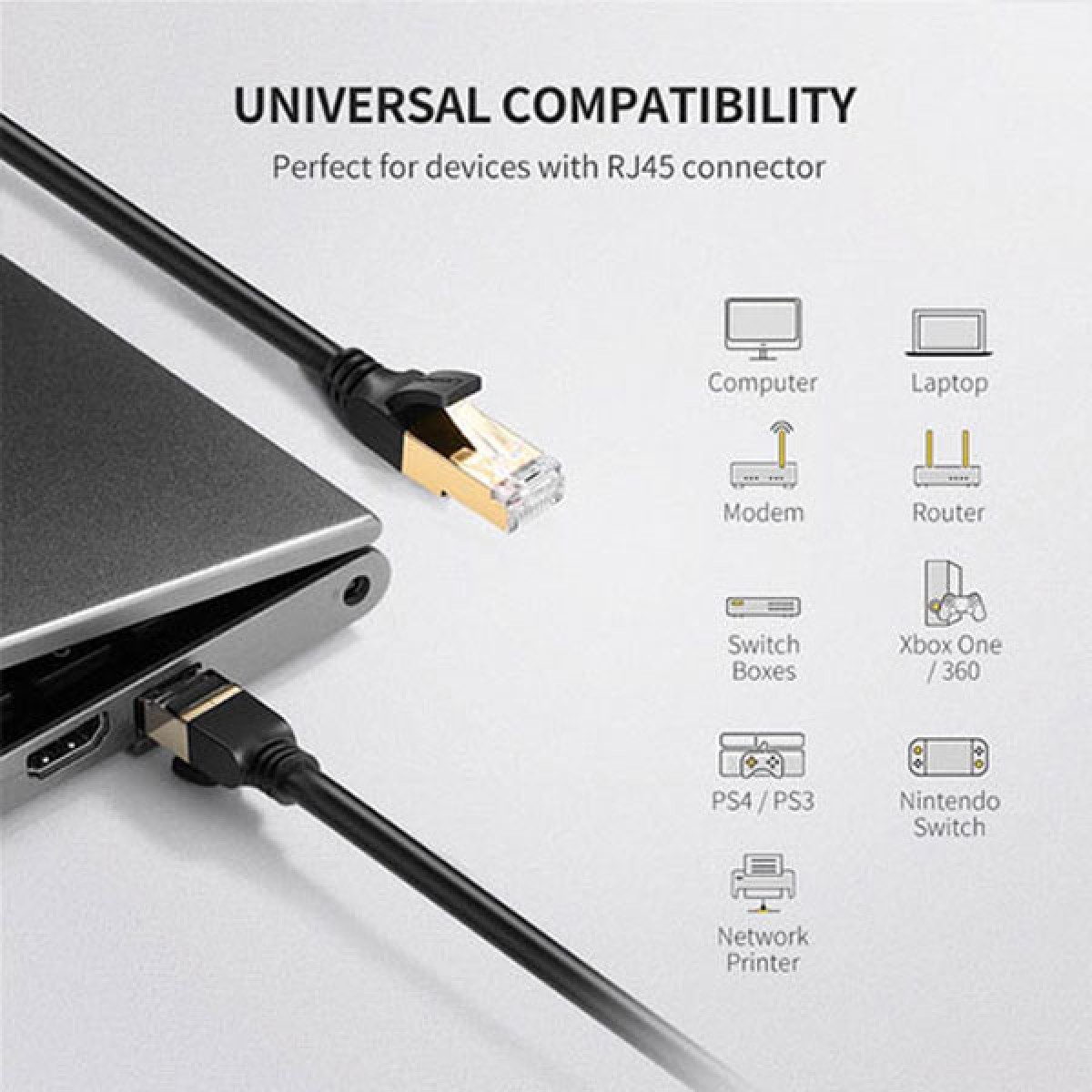 UGREEN NW107 (11271) Cat7 Gigabit RJ45 Ethernet Cable - 5M