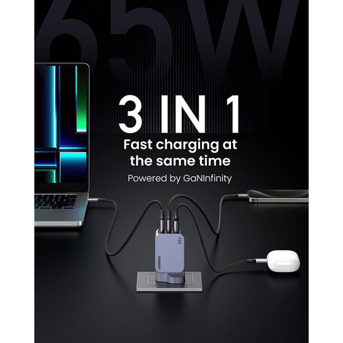 UGREEN X755 (25871) Nexode Pro 65W 3-Port GaN Fast Charger Price in BD