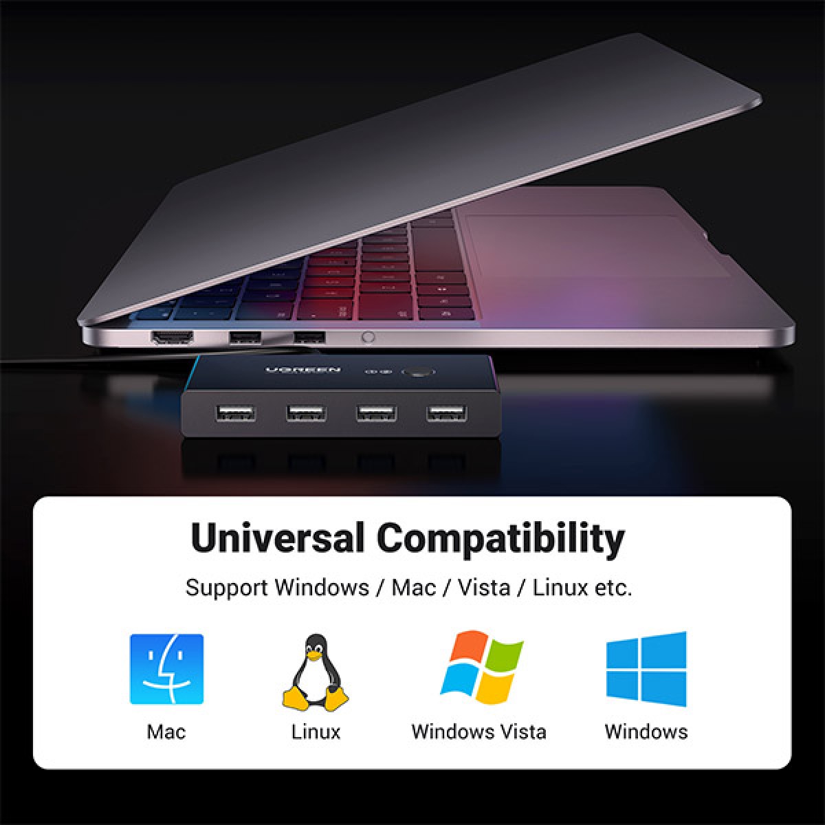 UGREEN US216 (30767) 2 In 4 Out USB 2.0 Sharing Switch Box