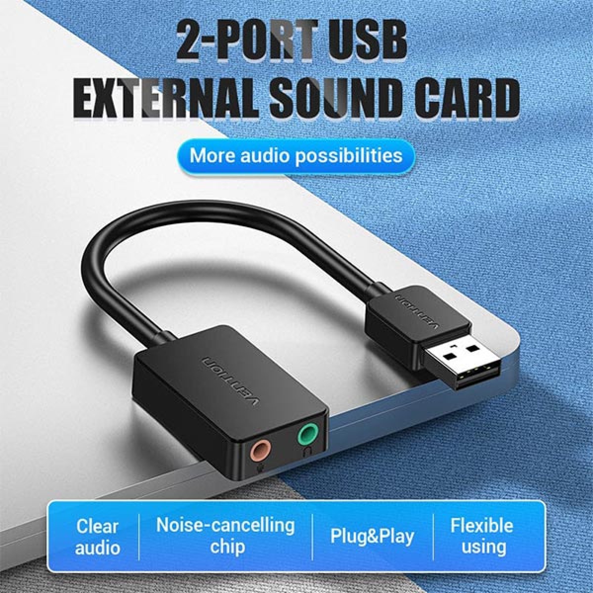 VENTION CDYB0 2-port USB External Sound Card Price in BD