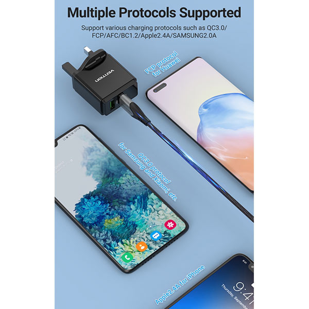 Vention FBAB0-UK 18W Two Port USB A Wall Charger Price in BD