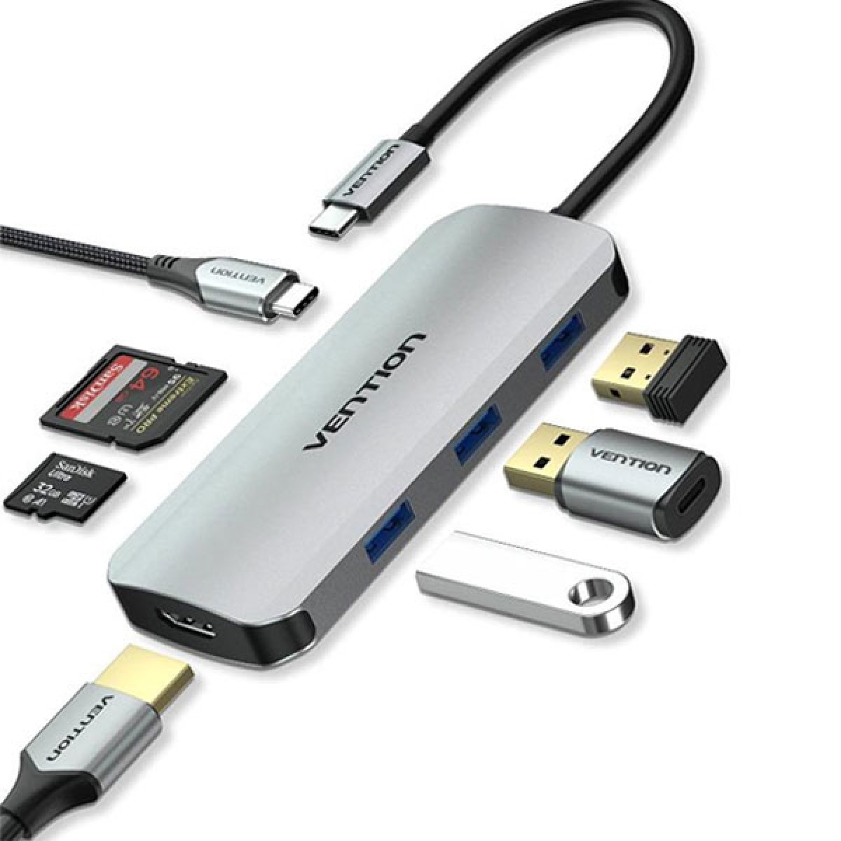 Vention TOJHB USB-C to HDMI/USB 7-in-1 Docking Station