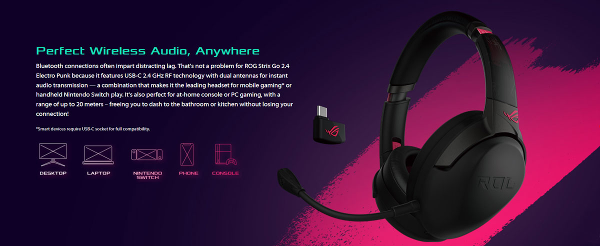 Asus ROG Strix Go 2.4 Electro Punk Wireless Headset Price in BD