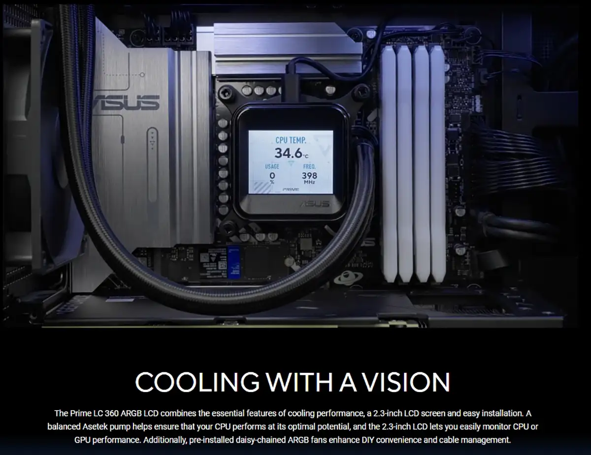 ASUS Prime LC 360 ARGB LCD 360mm All-In-One CPU Liquid Cooler Price in BD