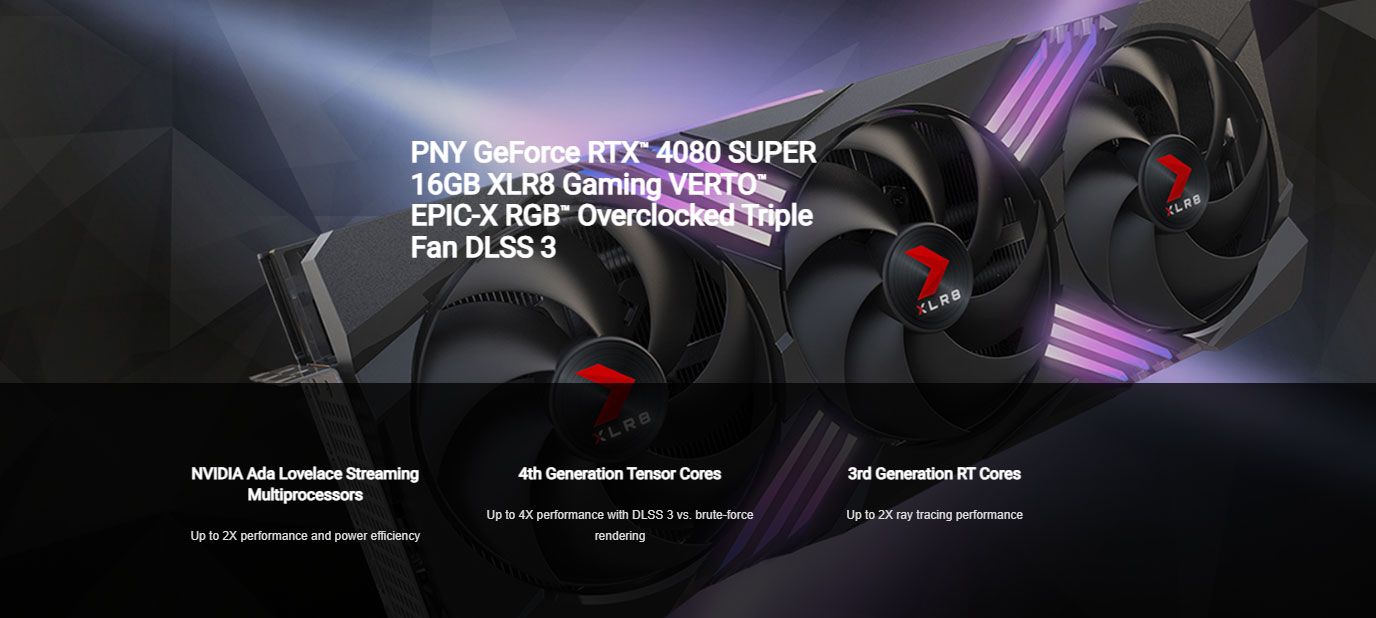 PNY RTX 4080 SUPER 16GB OC XLR8 Gaming VERTO ARGB TF Graphics Card ...