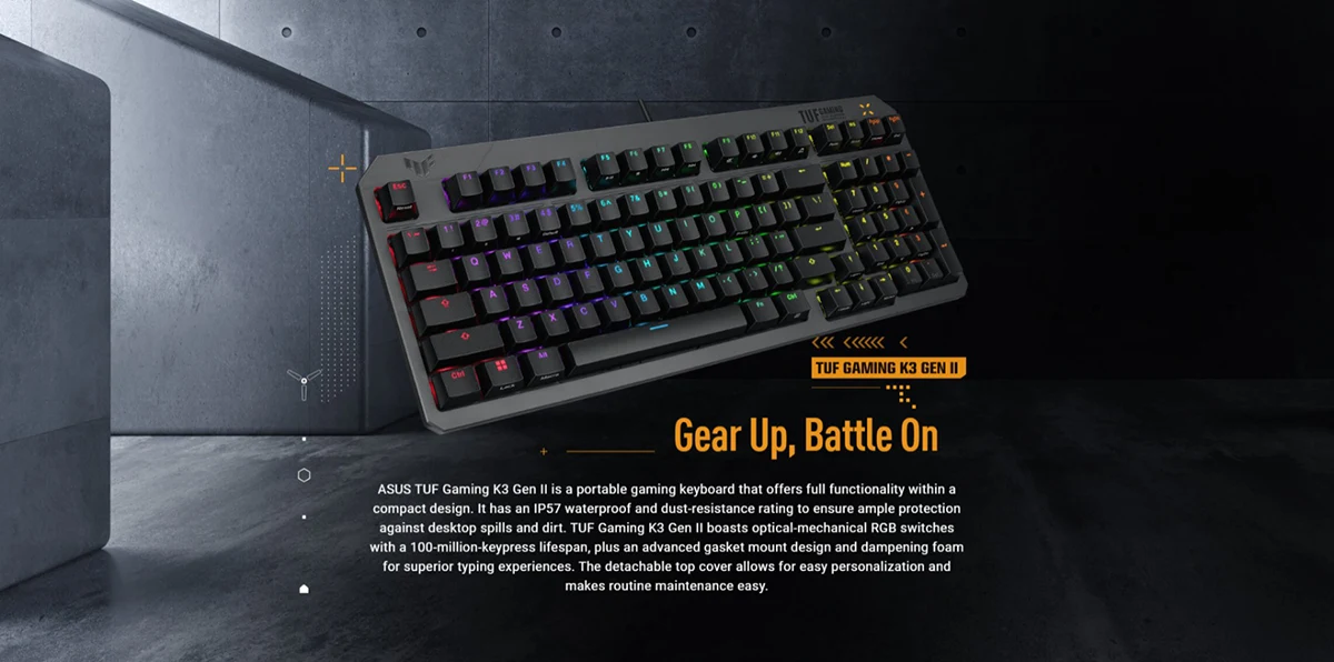 ASUS TUF Gaming K3 Gen II (RA07) Red Switch RGB Mechanical Keyboard ...