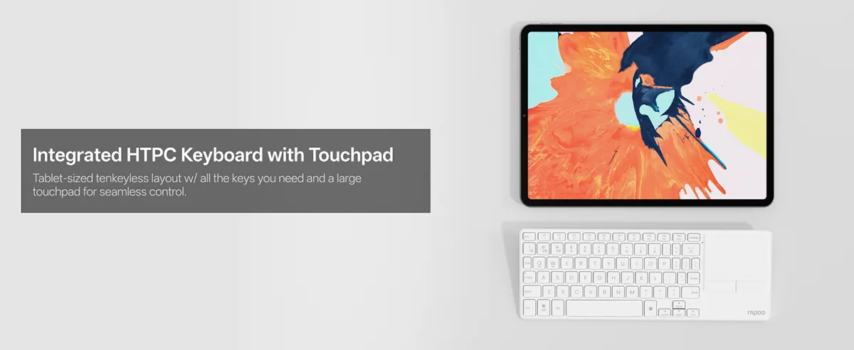 Rapoo E900T Portable Wireless Keyboard with Touchpad - White Price in BD