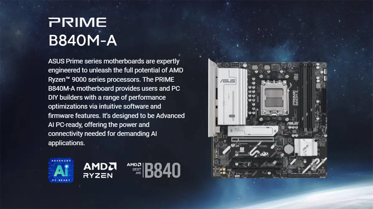 ASUS PRIME B840M-A AMD Ryzen AM5 mATX Motherboard Price in BD